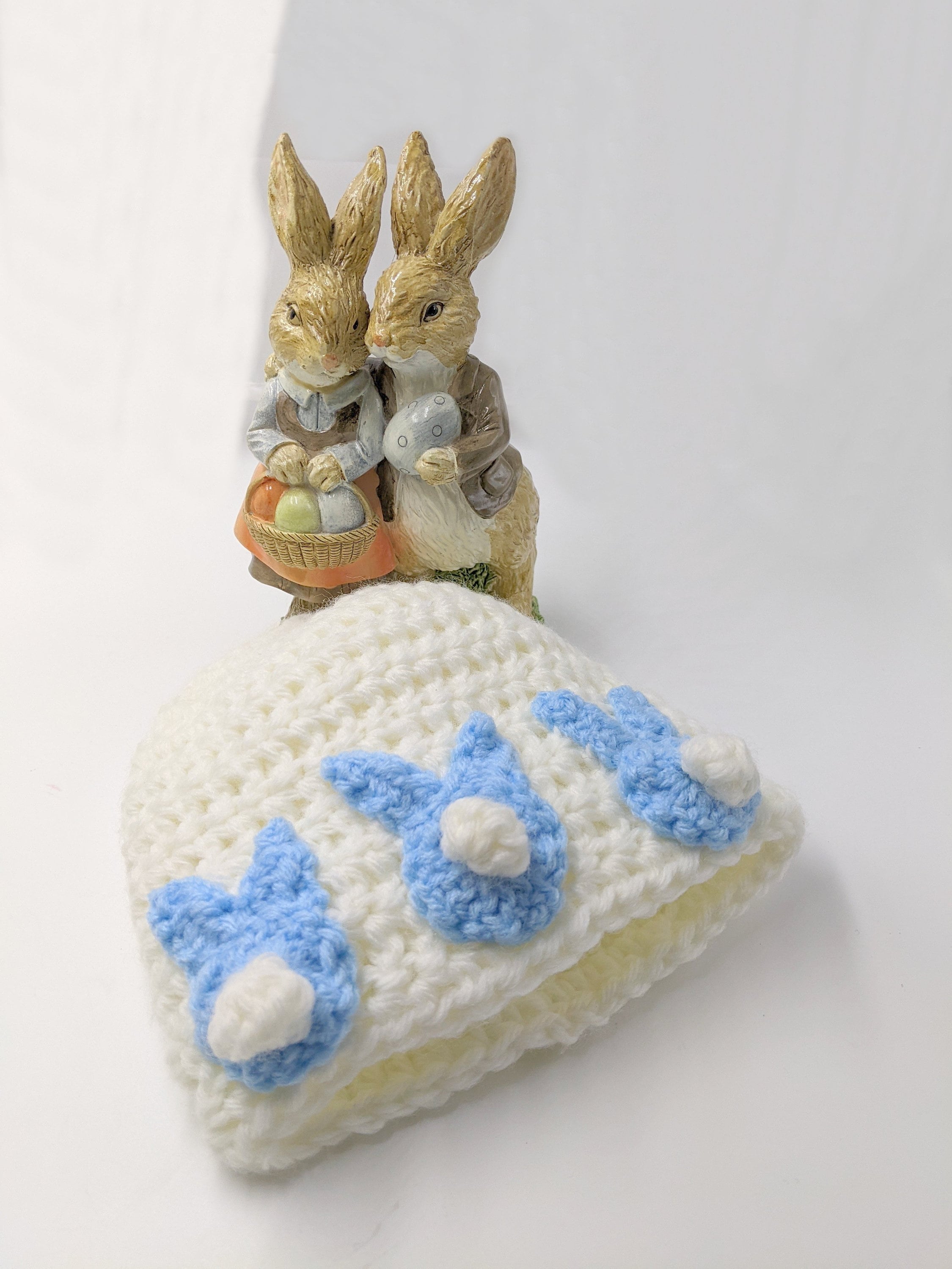 Blue Bunny Baby Hat Spring Newborn Hat White Baby Hat With Bunny ...