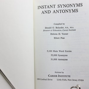 Instant Synonyms and Antonyms Word Reference Book Language Arts Book - Etsy