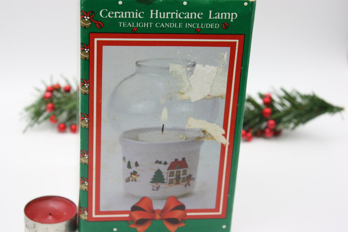 Ceramic Christmas Hurricane Lamp Covered Holiday Candle - Etsy