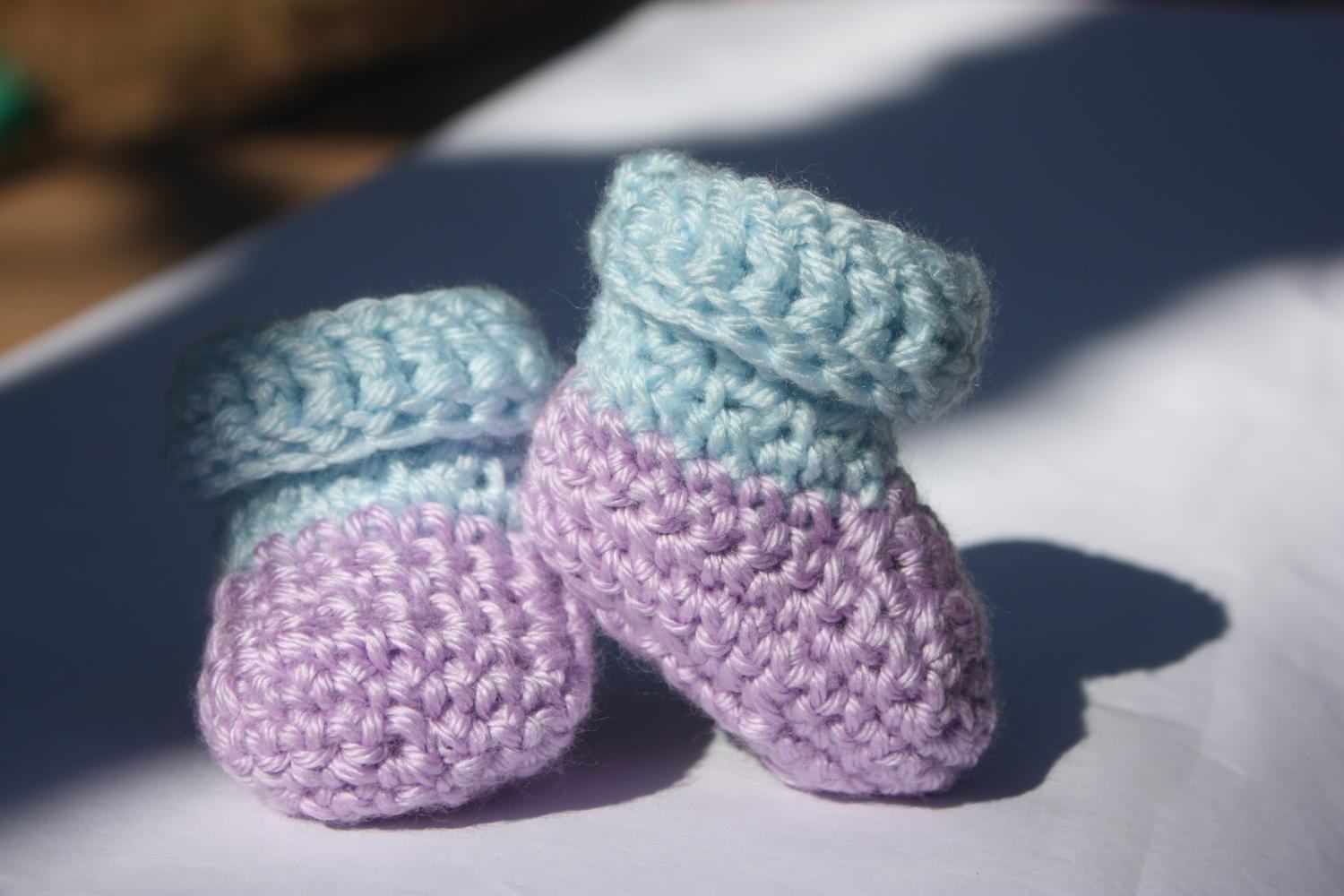 Blue and Purple Baby Booties Blue Crochet Baby Booties Purple Crochet ...