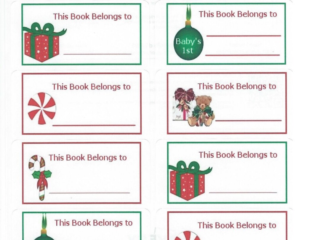 Christmas Book Baby Shower Labels - Printable Christmas Labels ...