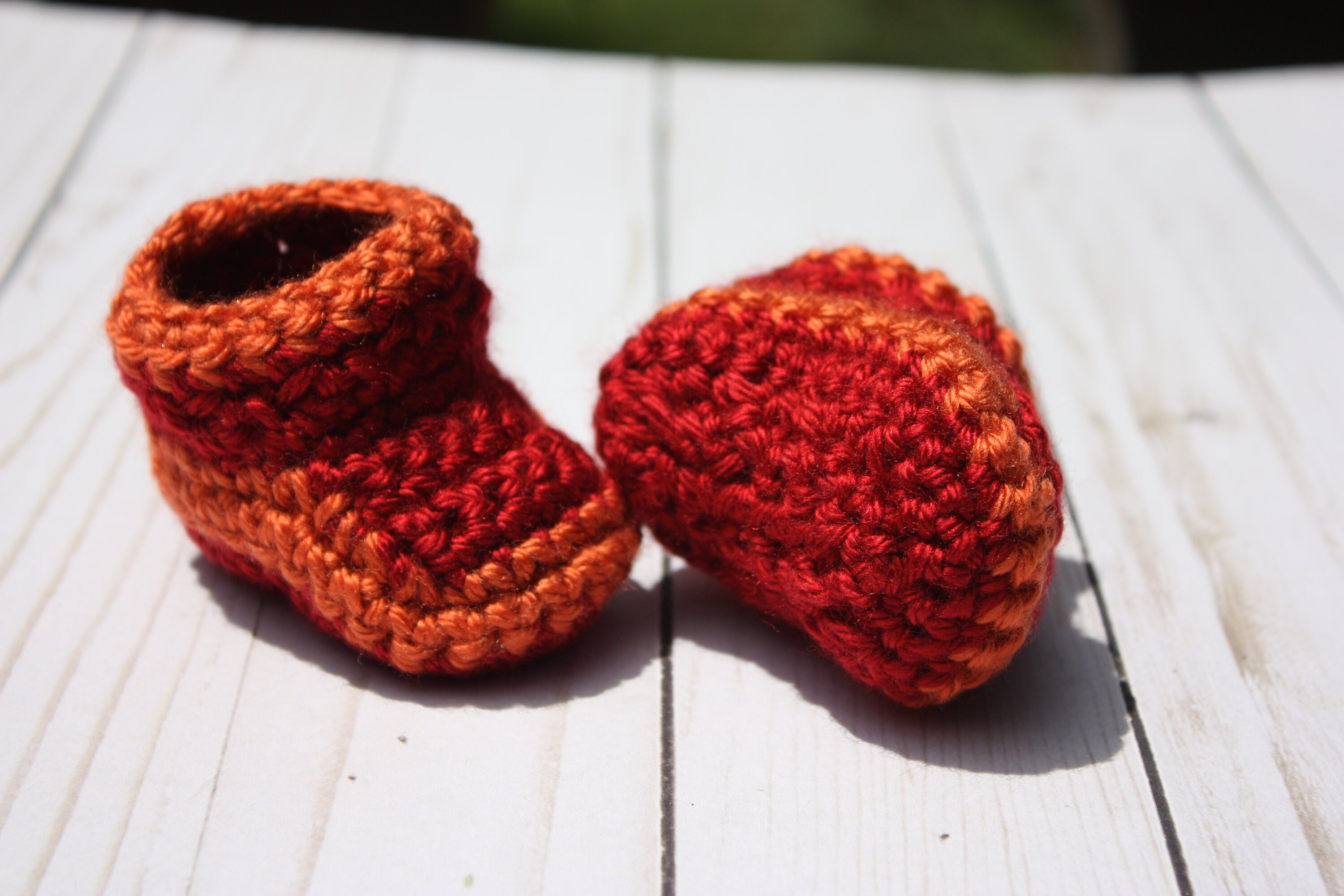 Orange Red Baby Booties - Fall Baby Booties - Two Tone Baby Booties - Etsy