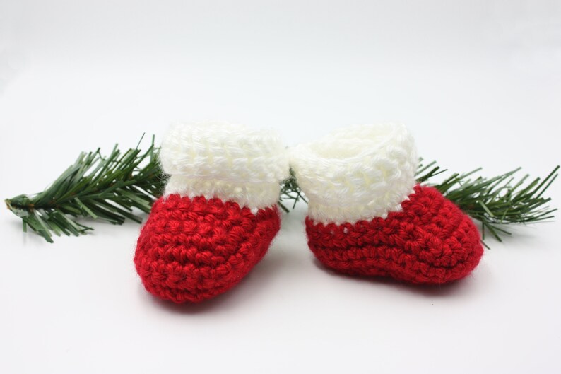 Christmas Baby Booties - Red Booties With White Cuff - Holiday Baby ...