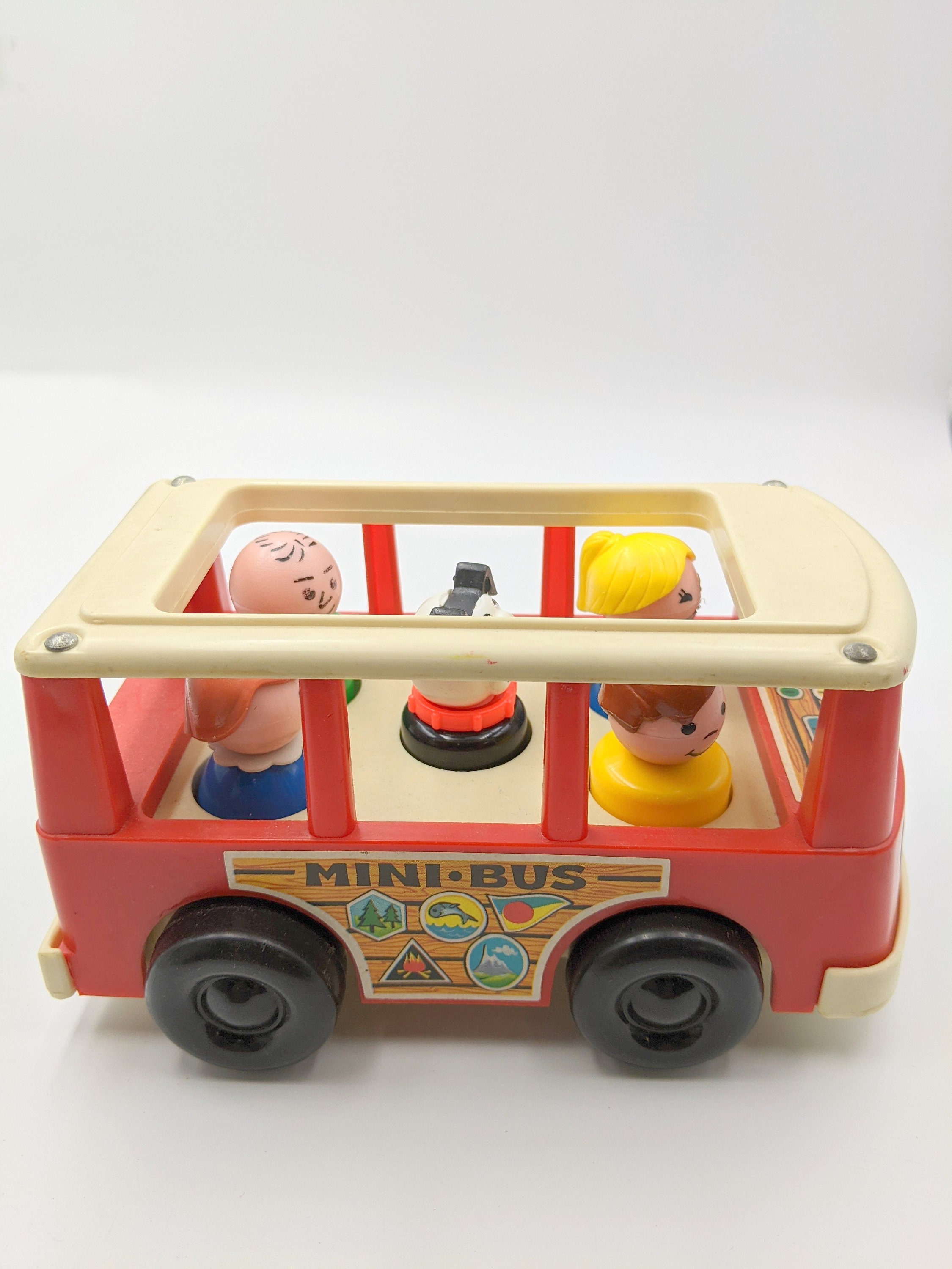Red Fisher Price Mini Bus With Five Little People Vintage Fisher Price ...