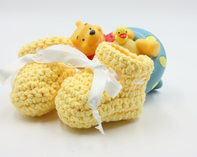 Yellow Cotton Booties Crochet Yellow Booties Newborn Summer Shoes ...