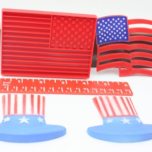 July 4 Cake Toppers - Tupperware Flag Cookie Cutter - Uncle Sam Hat Cake Toppers - Vintage July ...