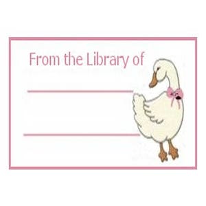 Goose With Pink Bow Book Label - Goose Book Label - Book Baby Shower ...
