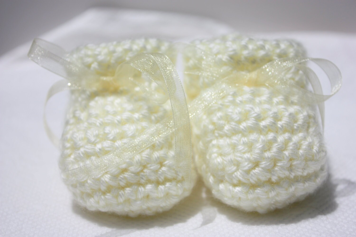Pastel Yellow Crocheted Baby Booties Yellow Baby Shoes Crocheted Baby ...