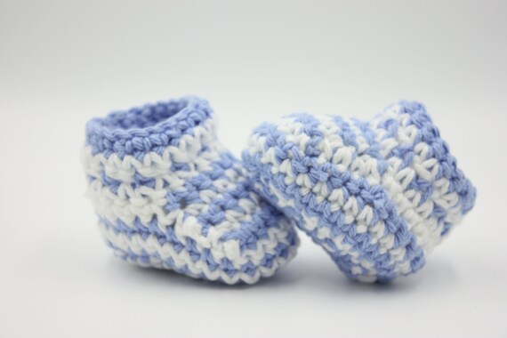 Blue White Striped Cotton Baby Booties Summer Newborn Booties | Etsy
