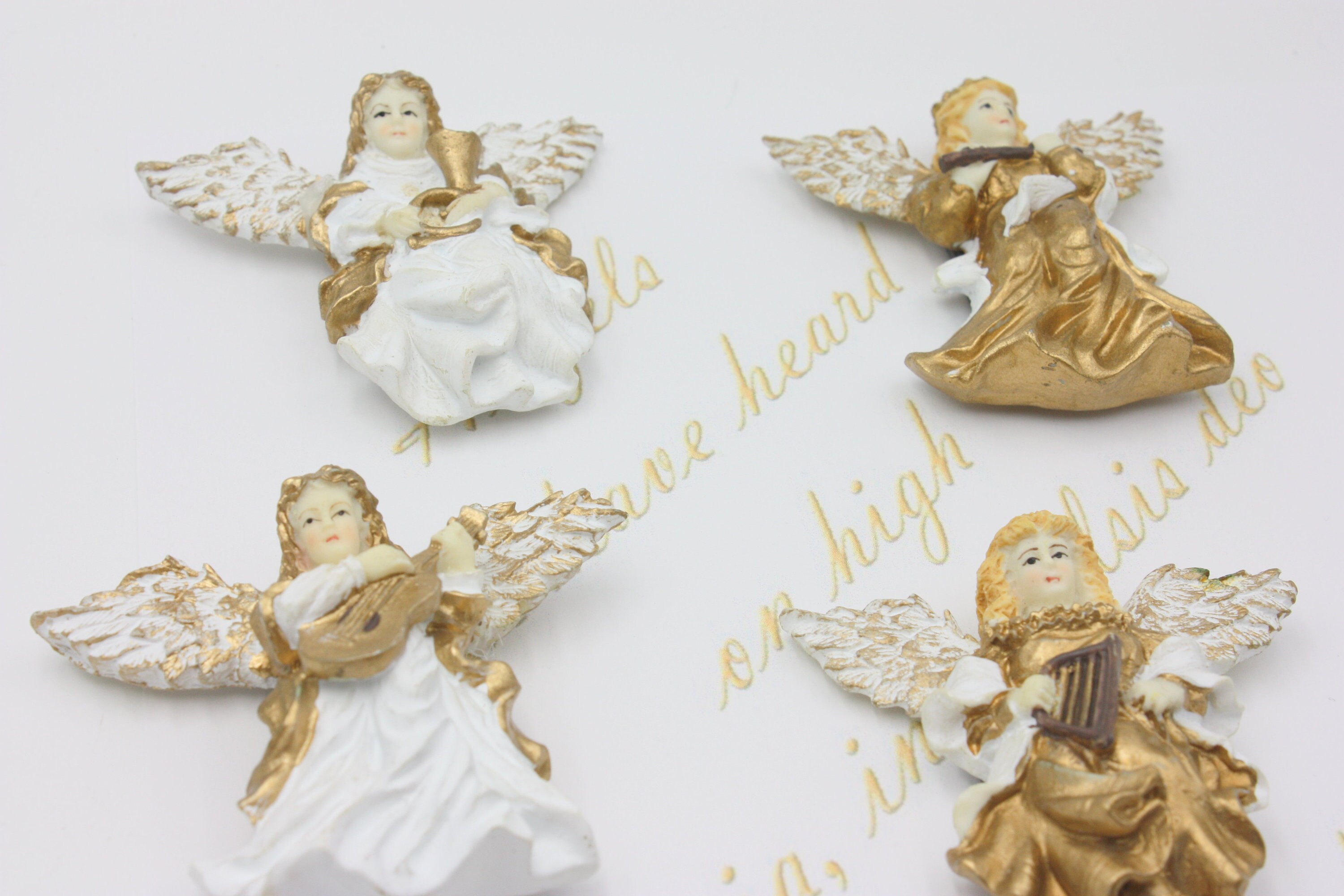 Gold and White Angel Magnets Christmas Angel Magnet Set Music Angel ...