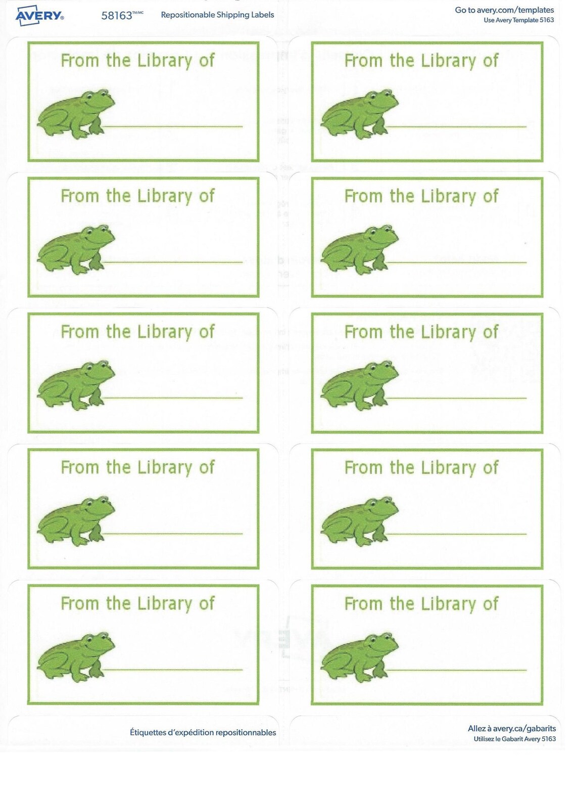 Frog Printable Book Label Digital Download Animal Bookplate Book Baby ...