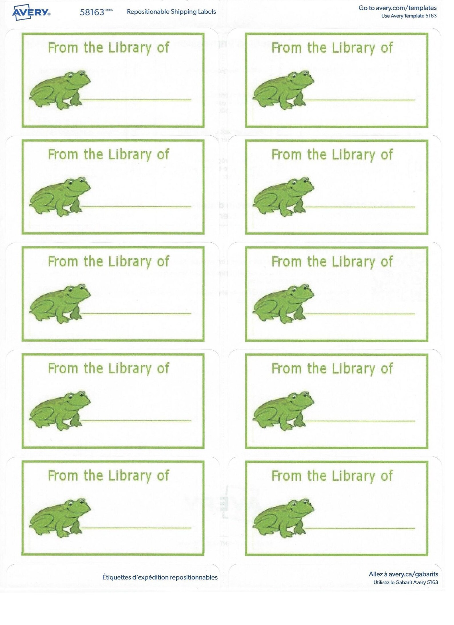 Frog Printable Book Label Digital Download Animal Bookplate Book Baby ...