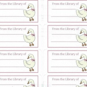 Goose With Pink Bow Book Label - Goose Book Label - Book Baby Shower ...