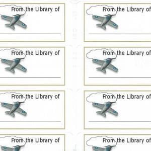 Airplane Book Labels - Child Book Labels - Book Baby Shower - Printable ...