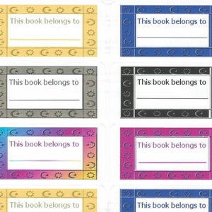 Sun Moon Stars Book Labels - Digital Instant Download - Child Book ...