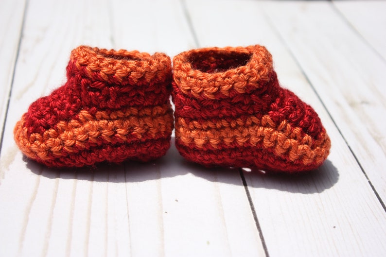 Orange Red Baby Booties - Fall Baby Booties - Two Tone Baby Booties - Etsy