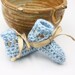 Blue Preemie Baby Booties With Gold Ribbon Ties - - Etsy