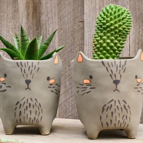 Handmade Charcoal Grey Ceramic Henry Hamster Footed Planter - Etsy