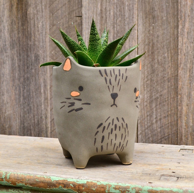 Handmade Charcoal Grey Ceramic Henry Hamster Footed Planter - Etsy