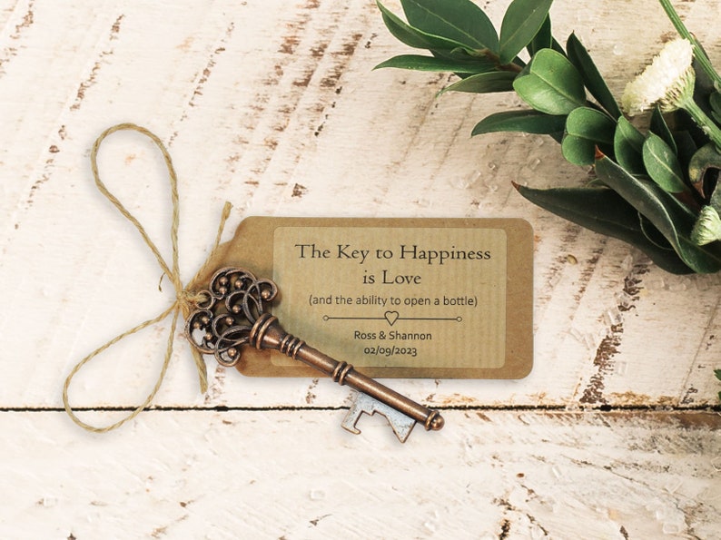 Vintage Key Bottle Opener Wedding Favours With Personalised Tags ...