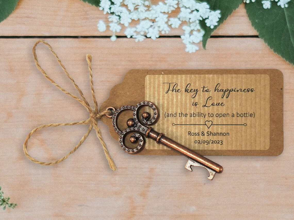 Key Bottle Opener Wedding Favour With Personalised Label - Etsy UK