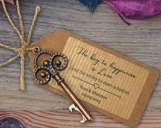 Personalised Key Favour Name Wedding Favour Custom Place Setting Name ...