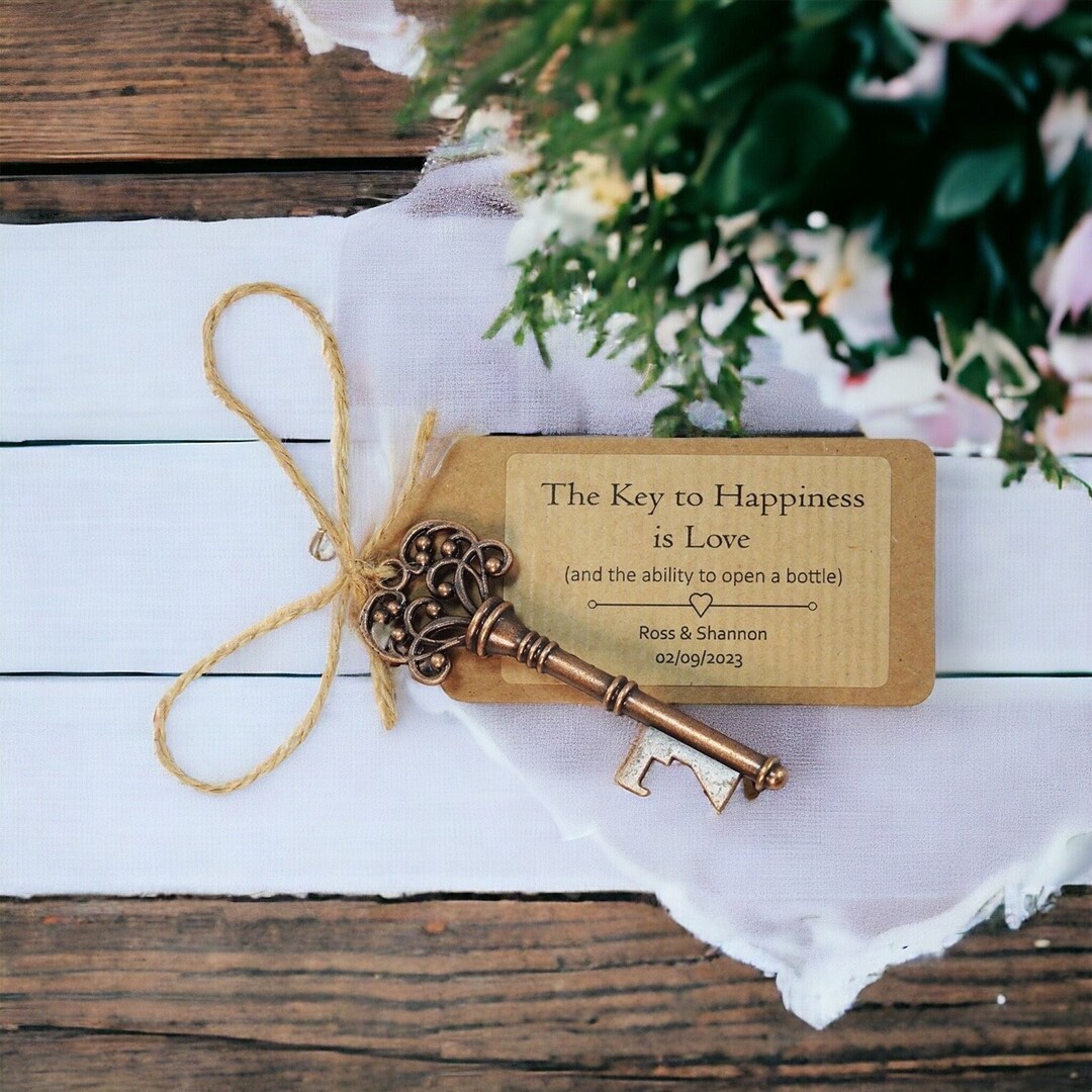 Vintage Key Bottle Opener Wedding Favours With Personalised Tags ...