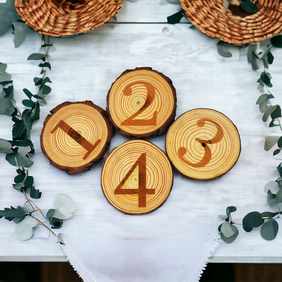 Wood Slice Table Numbers, Rustic Wood Log Slices, Wedding Table Decor ...