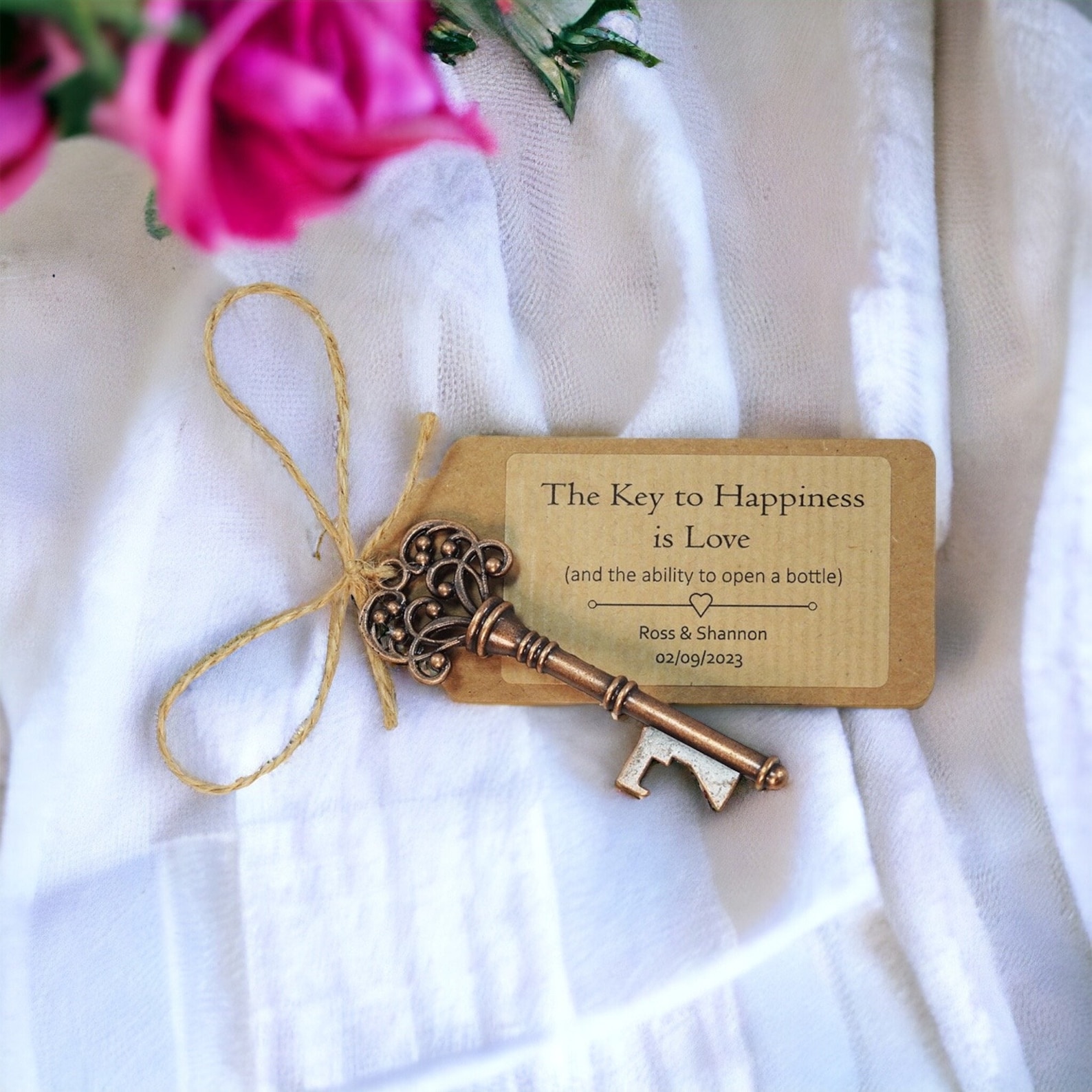 Vintage Key Bottle Opener Wedding Favours With Personalised Tags ...