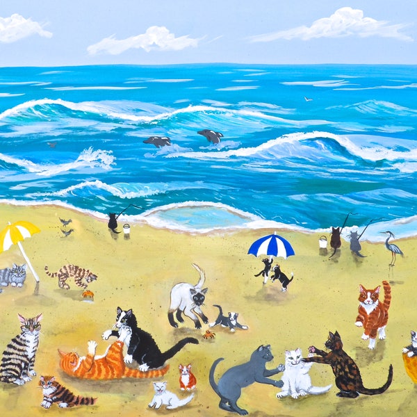 Beach Cats Art - Etsy