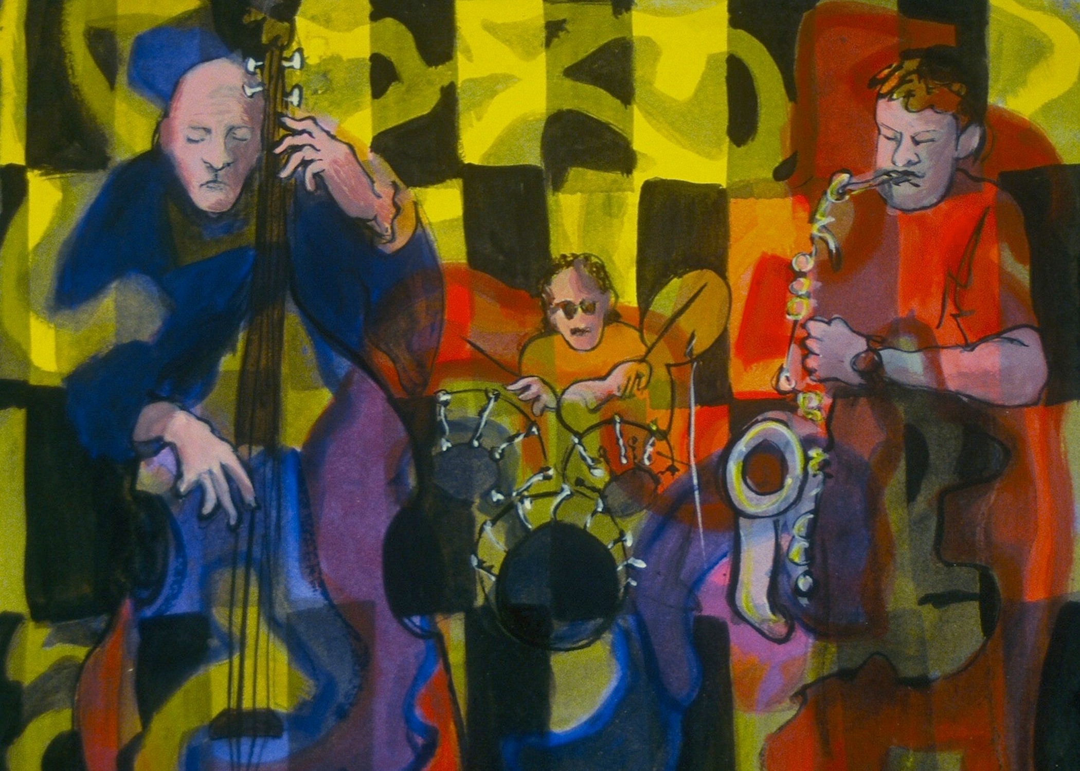 Jazz-inspired, Music-inspired Visual Art, Jazz Saxophone, Bass, Piano ...