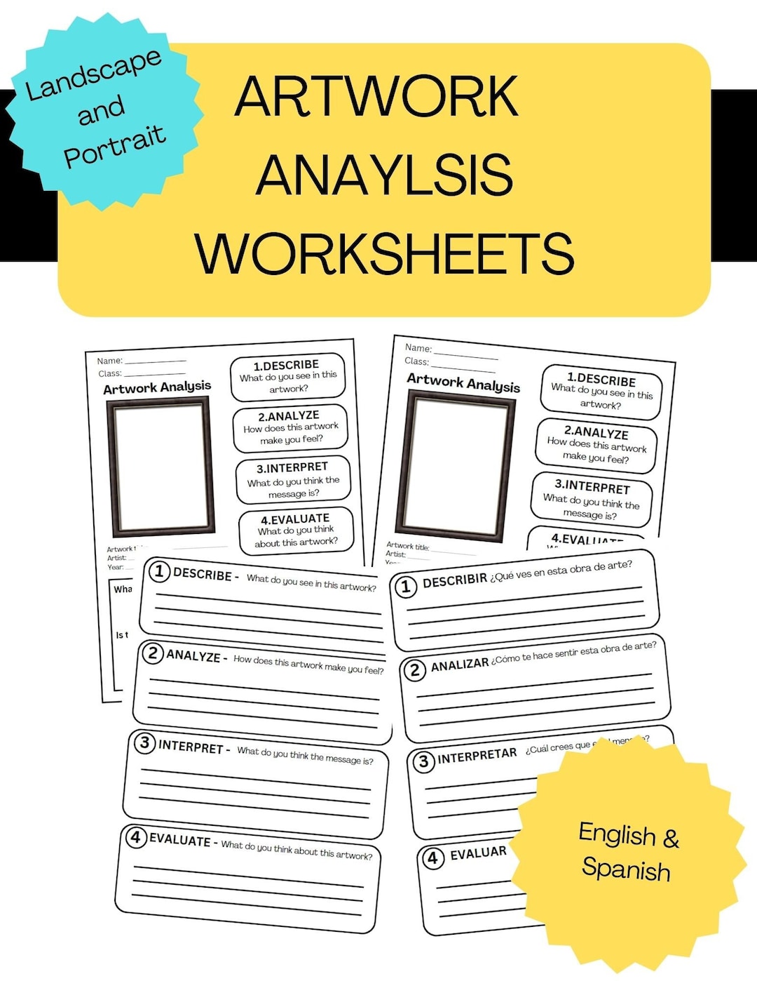 Artwork Analysis and Critical Evaluation Worksheets - English and ...