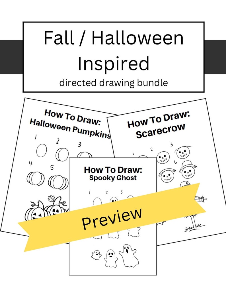Fall / Halloween Inspired Directed Drawing Bundle - Etsy