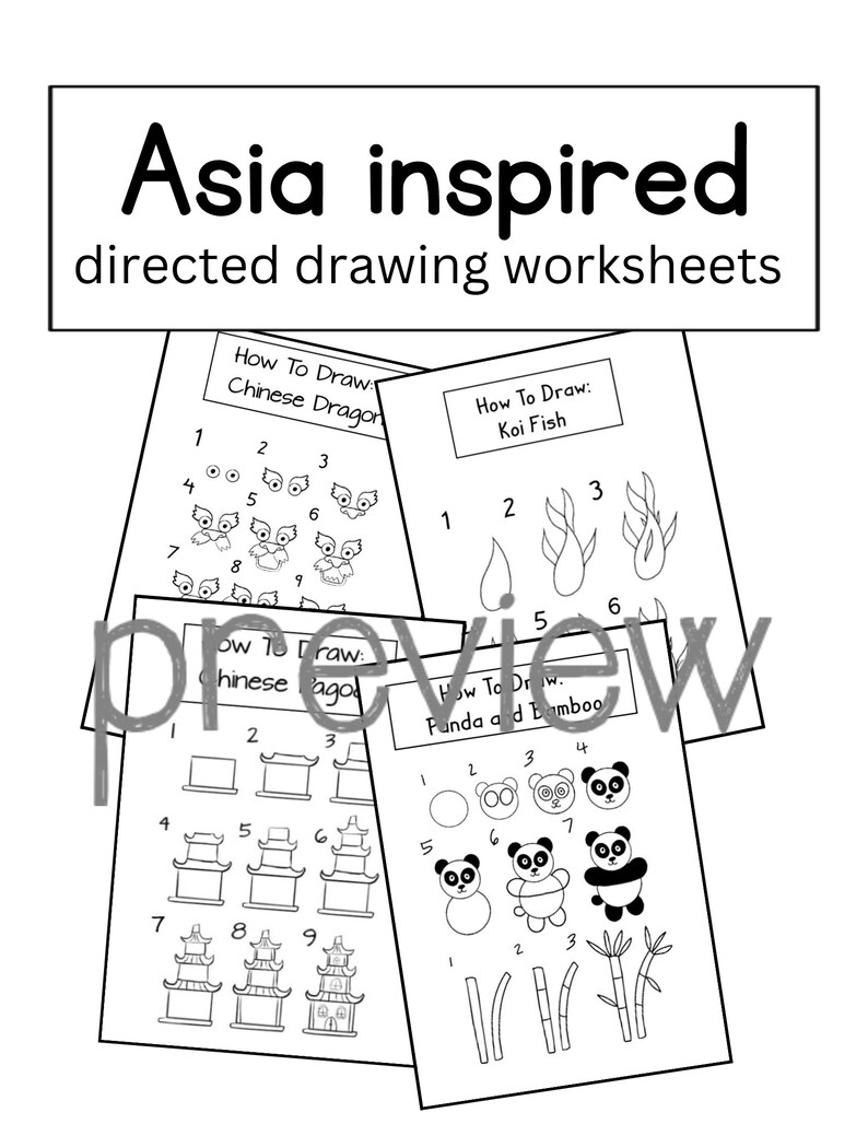 Asia Inspired Directed Drawing Bundle - Etsy