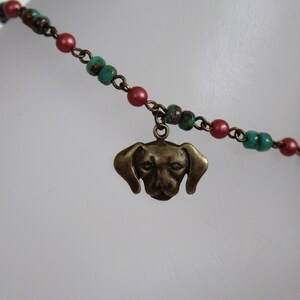 Puppy Dog Anklet, Czech Glass Beaded Chain With Brass Puppy Dog Face ...