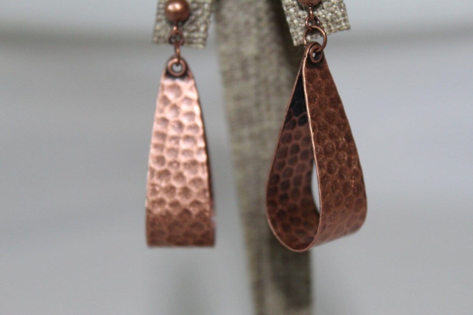 Hammered Copper Earrings Wide Band Teardrop Hammered Antique Copper ...