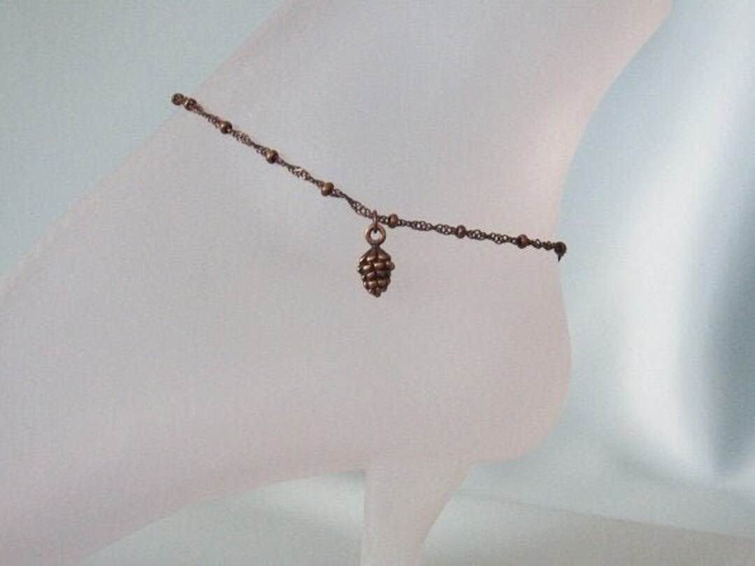 Acorn Anklet Antique Copper Chain and 3-D Acorn Charm - Etsy