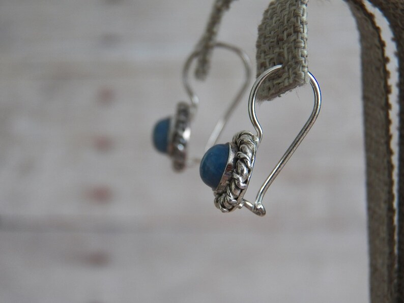 Antique Sterling Silver Fishhook Earrings With Natural Blue Opal ...
