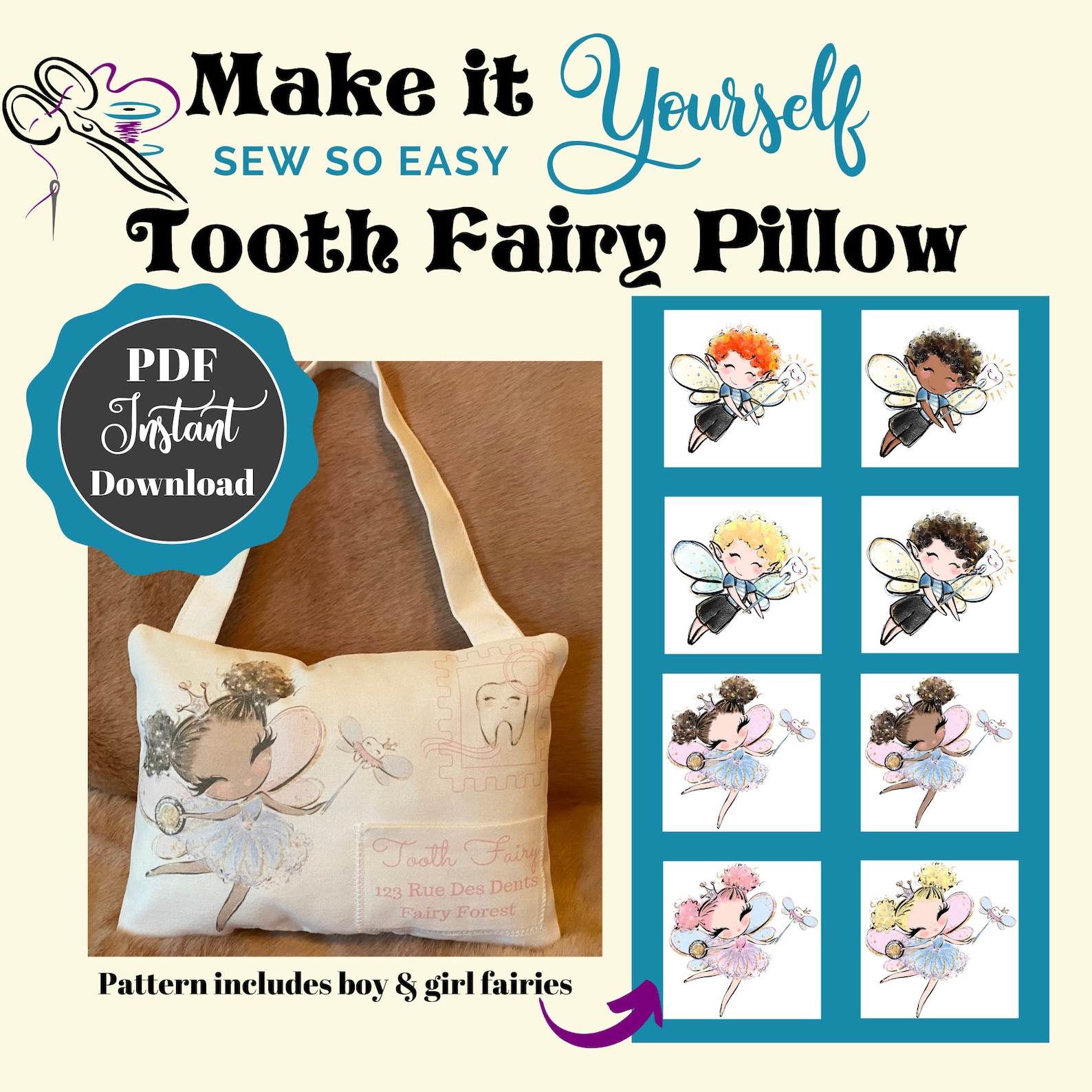DIY Tooth Fairy Pillow Pattern & Sewing Instructions | Boys | Girls ...