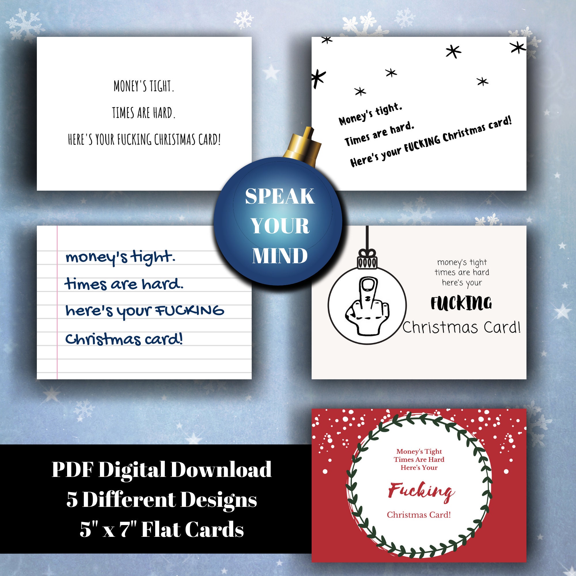 Printable Christmas Card Bundle 5x7 Flat Card - Etsy