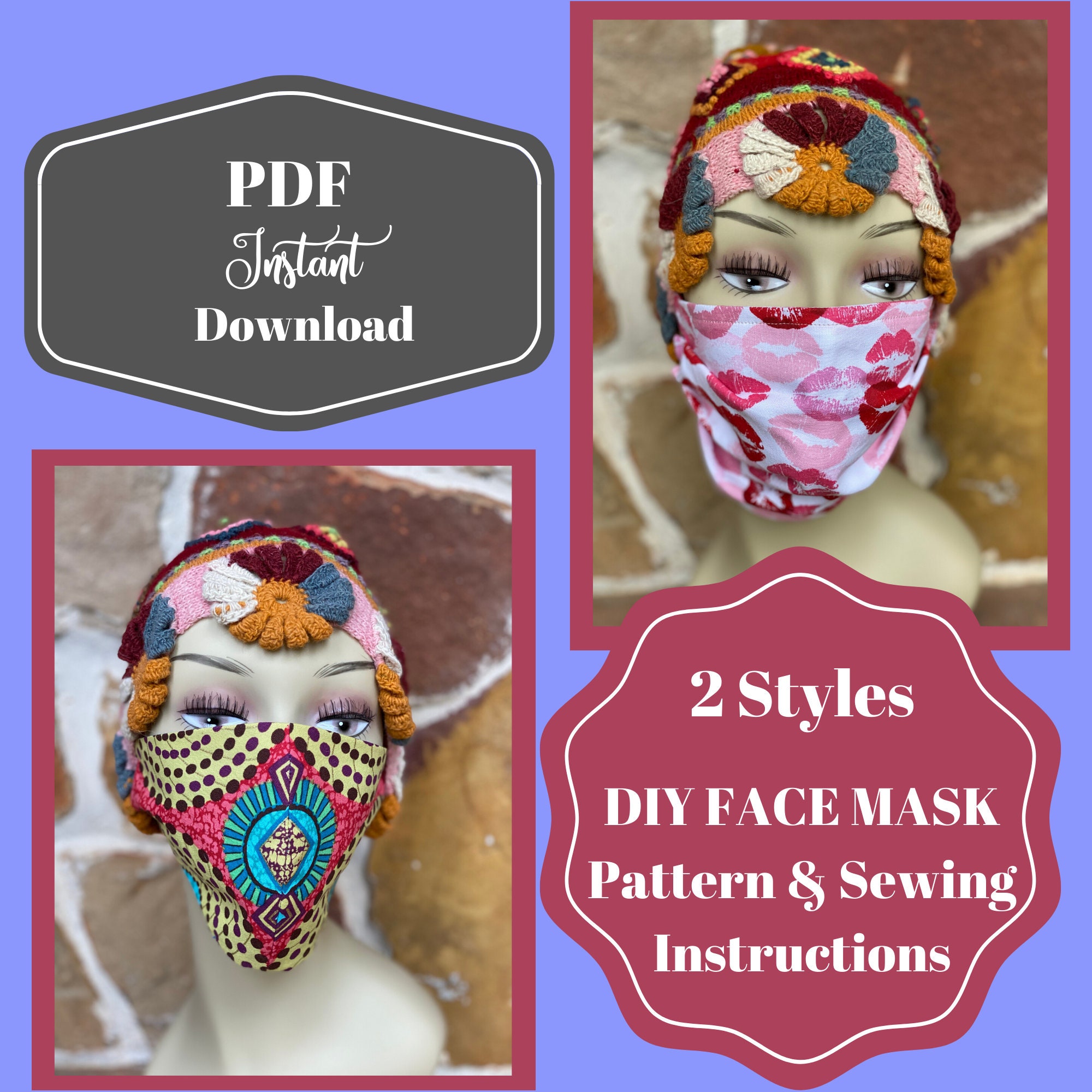 DIY Face Mask Pattern & Instructions 2 Styles Instant PDF Download - Etsy