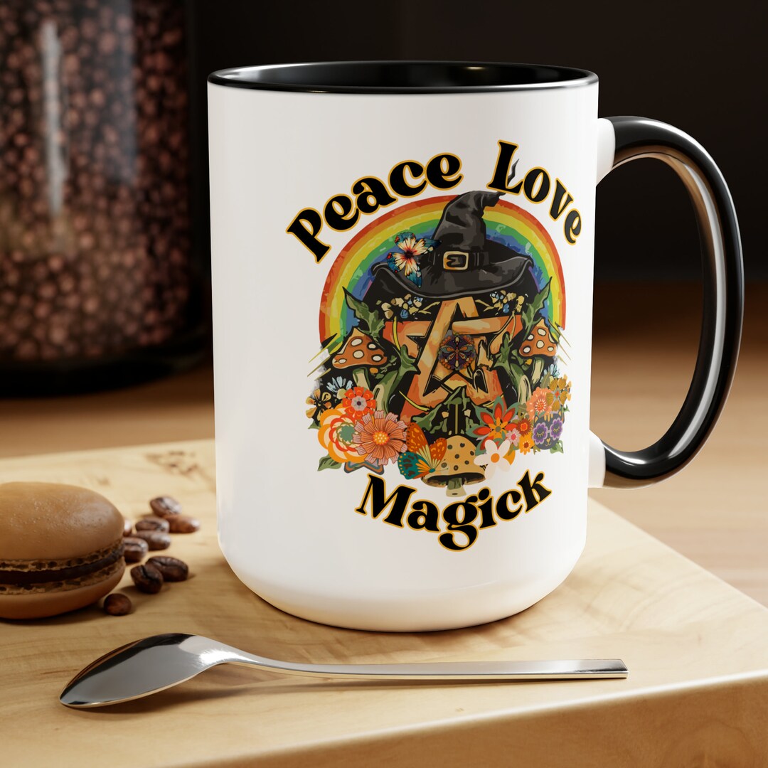 Peace Love Magick Hippie Witch Two-tone Coffee Mug - Etsy