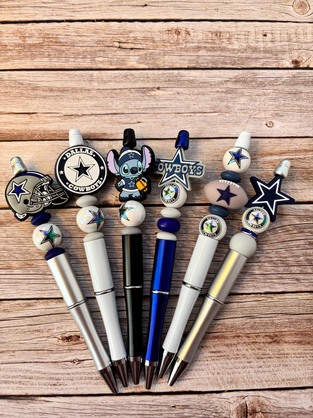 Dallas Football Beaded Pen | Blue Silver Star Football Fan Desk ...
