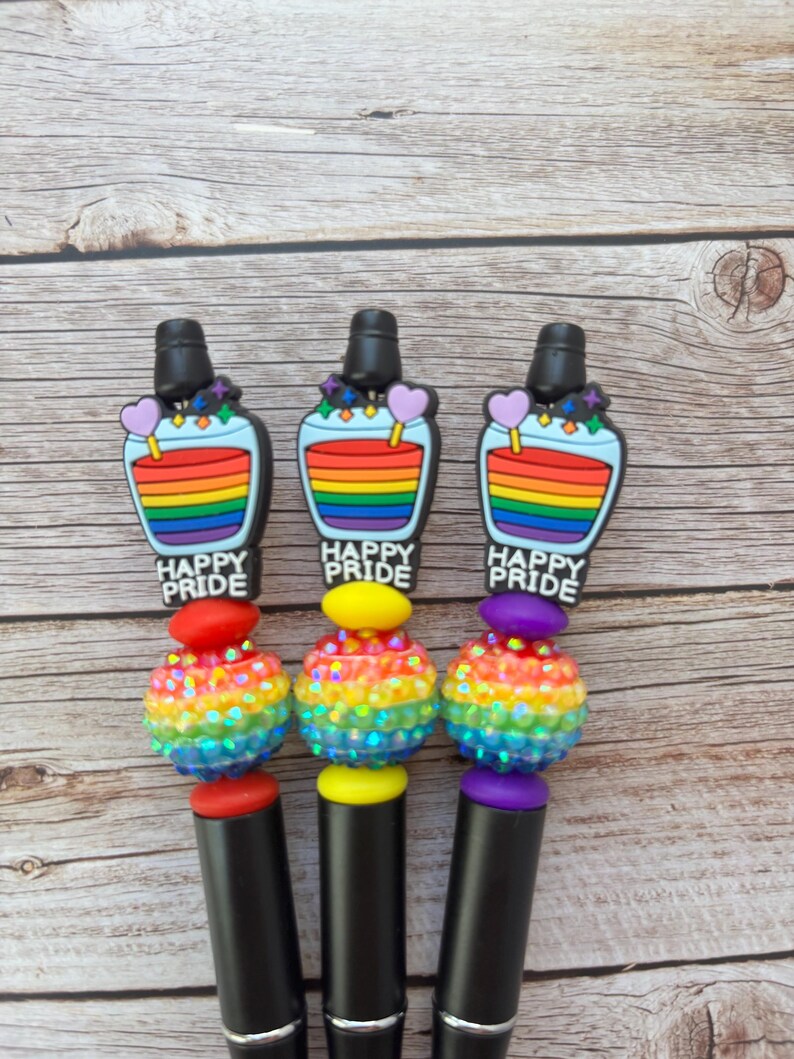 Rainbow Pride Beaded Pen | Happy Pride Desk Accessory | LGBTQ+ ...