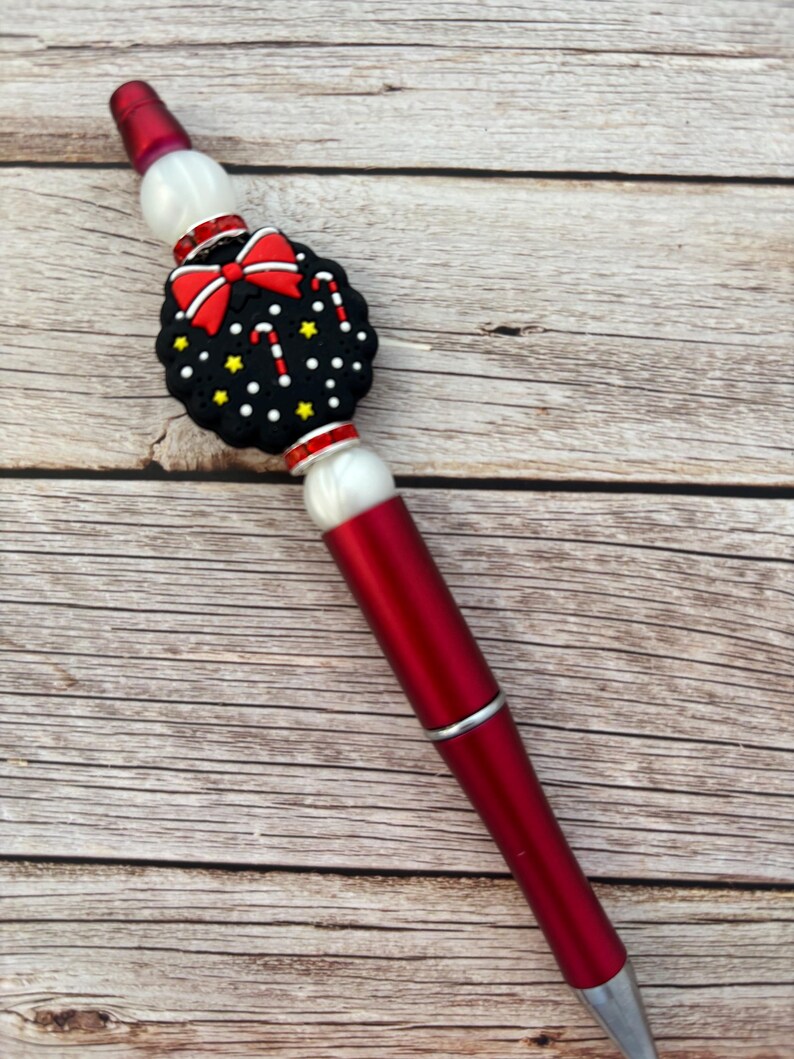 Black Christmas Tree and Wreath Beaded Pens-set of 2 - Etsy