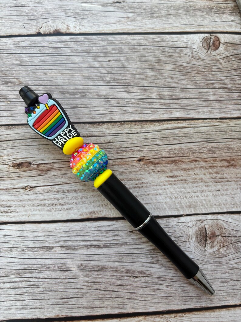 Rainbow Pride Beaded Pen | Happy Pride Desk Accessory | LGBTQ+ ...