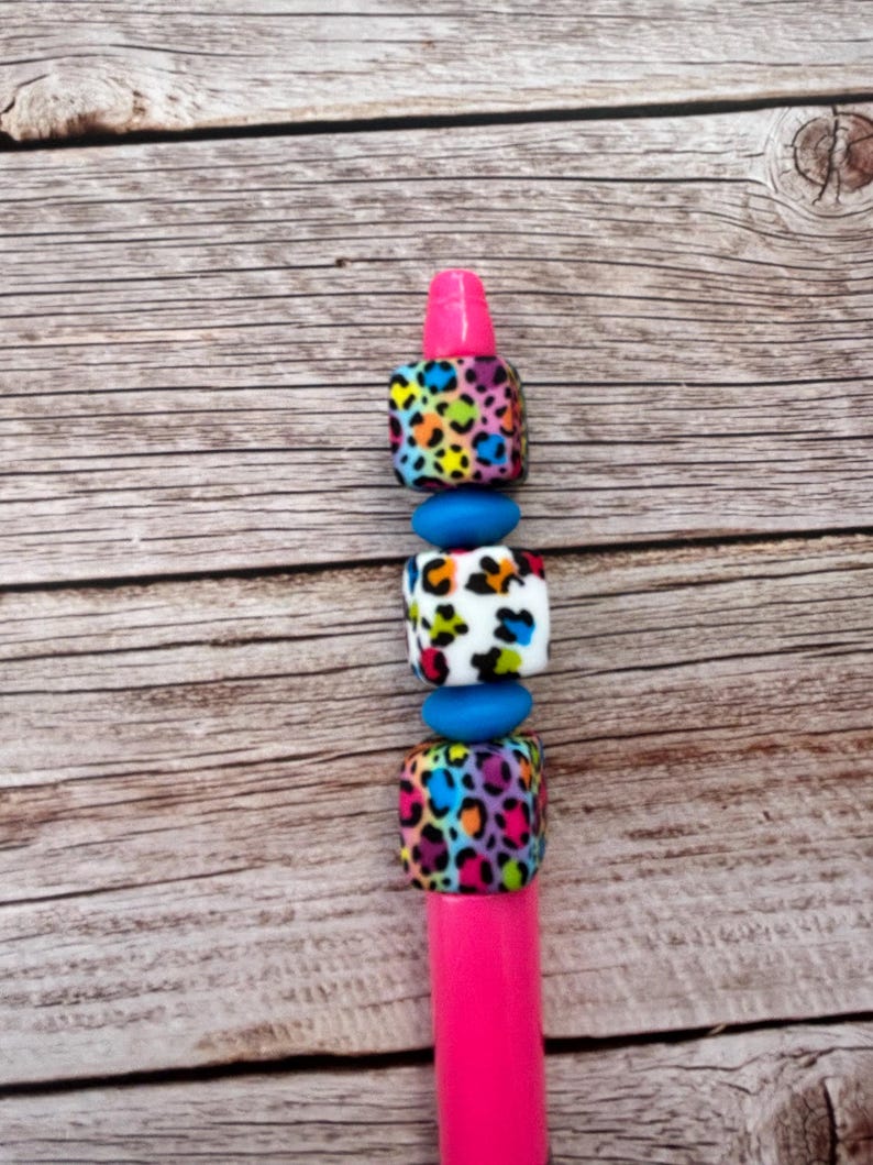 Beaded Animal Print Pens | Leopard, Cow, Cheetah Glam Stationery - Etsy