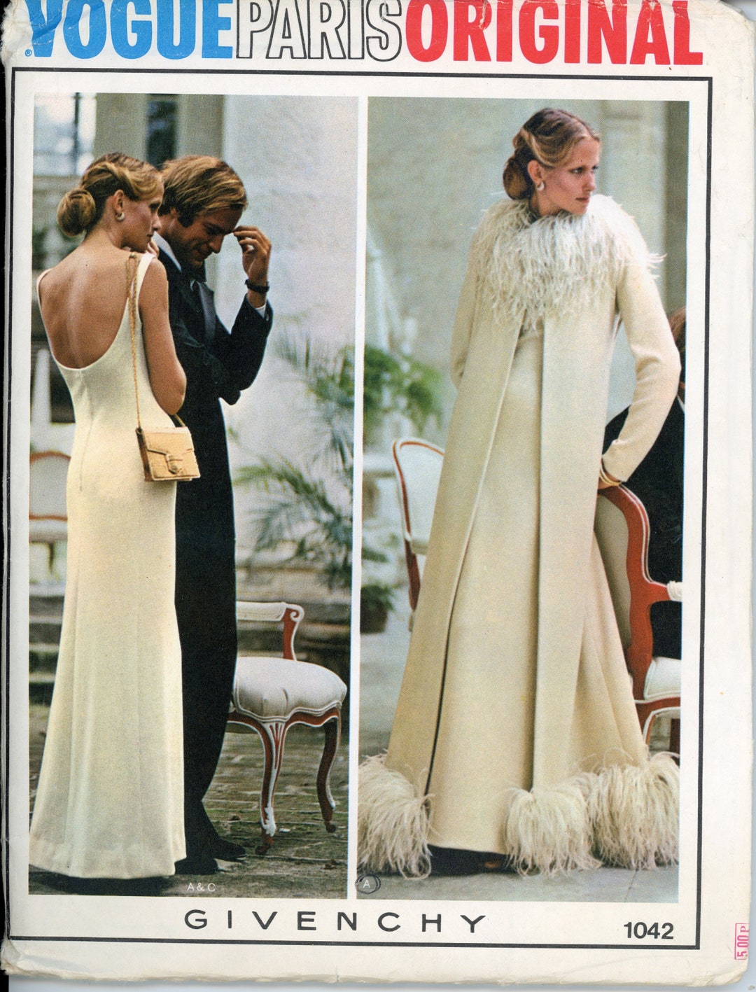 70s Vogue Paris Original 1042 Givenchy Designer Misses' Evening Coat, Jacket and Dress Sewing ...