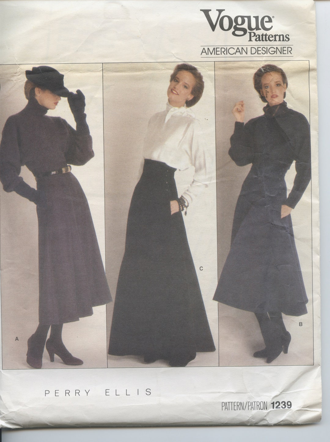 80s Vogue American Designer Perry Ellis Misses' Skirt Sewing Pattern ...