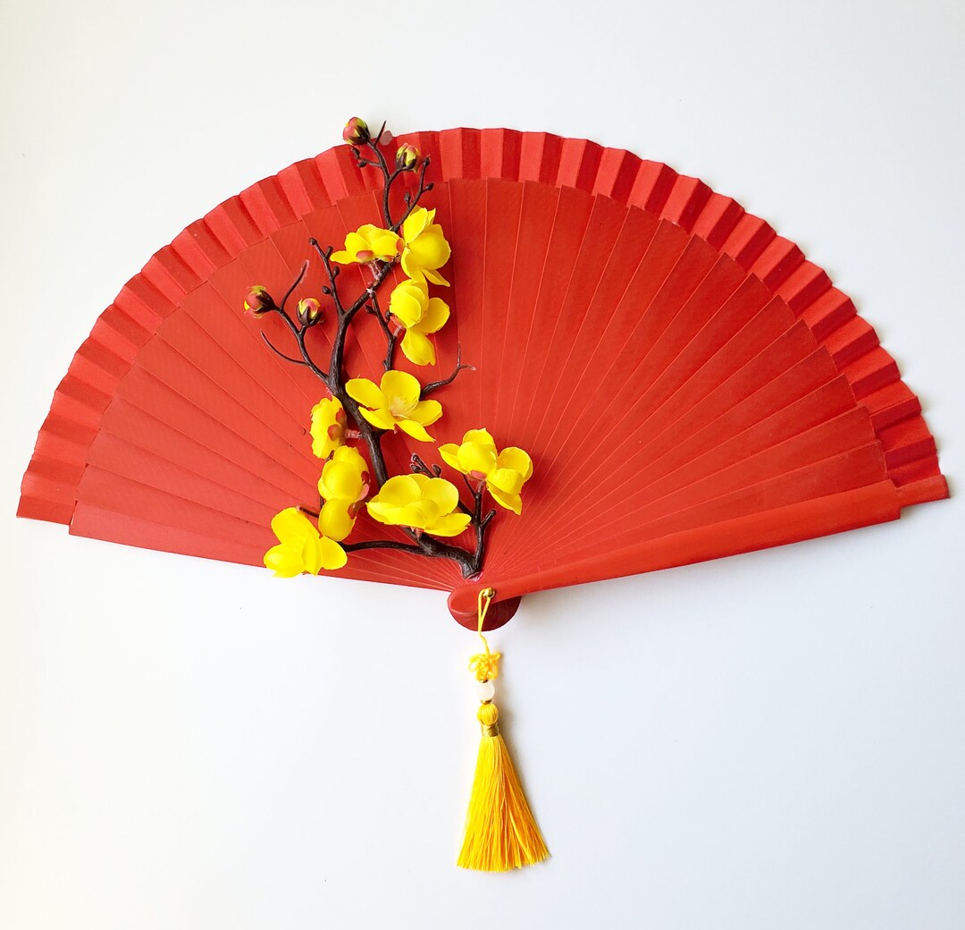 Minimalist Lunar New Year Fan Decor/wall Hanging W/ Blossoms — Tết - Etsy